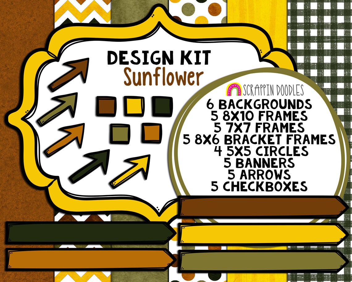 Sunflower Design Kit Cover Page Templates Digital Planner - Etsy