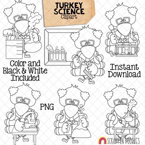 Turkey Clipart - Science Turkeys Clip Art - Cute School Turkeys ...
