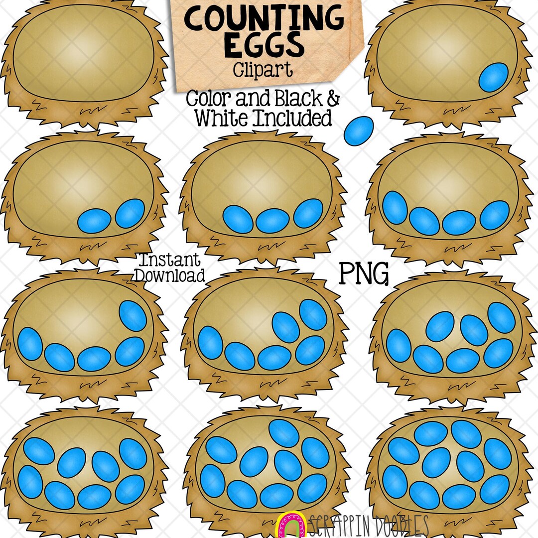Counting Eggs in A Nest Clipart - Spring Bird Egg Counting - Seasonal ...