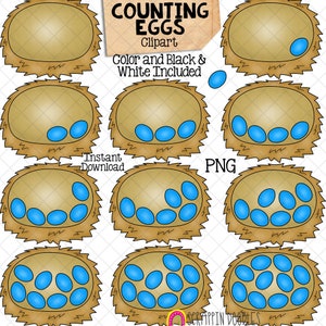 Counting Eggs in A Nest Clipart - Spring Bird Egg Counting - Seasonal ...
