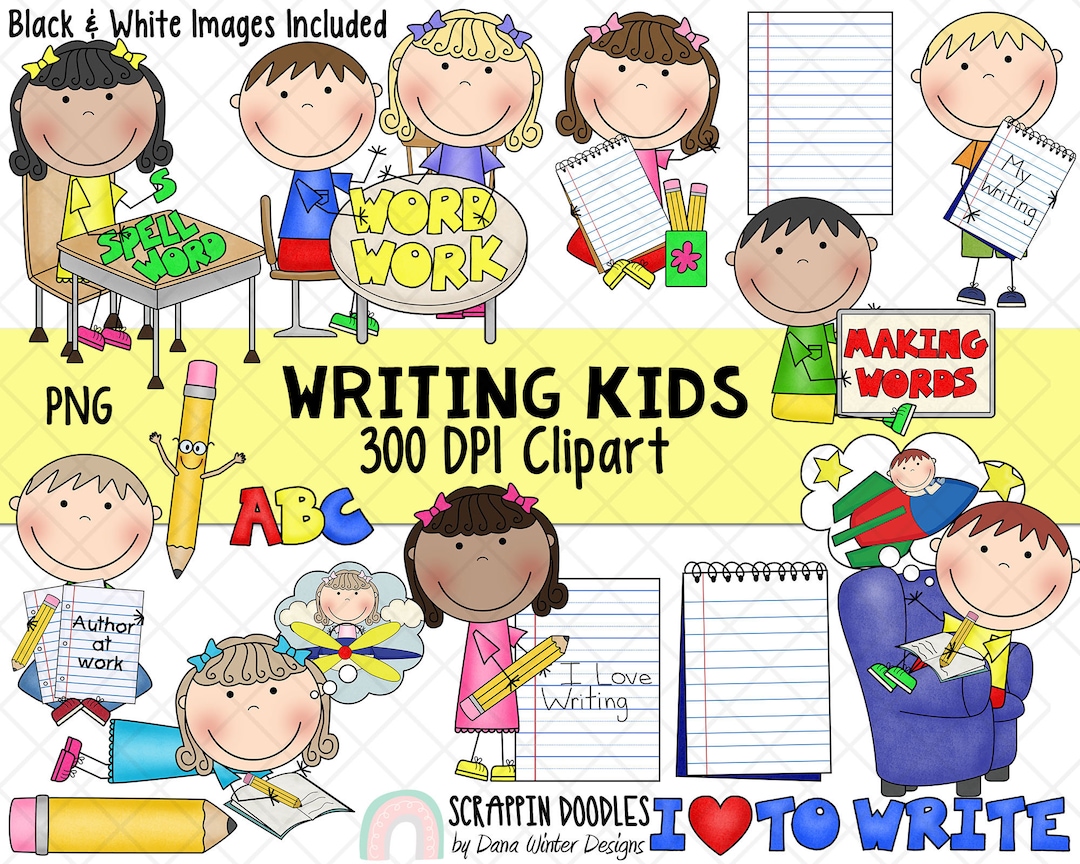 Writing Clipart - Writing Kids Clipart - School Clipart - Word Work ...