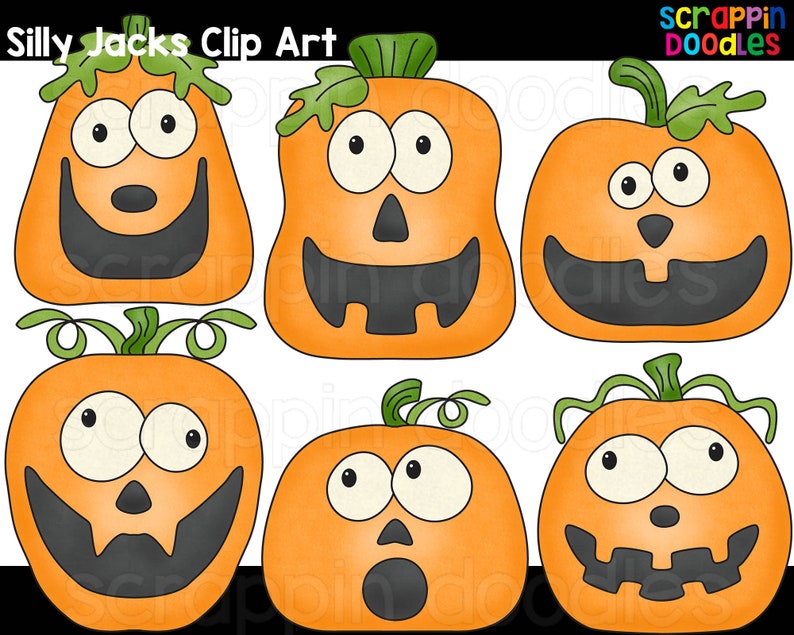 Silly Jacks Clip Art - Cute Commercial Use Jack O Lantern, Cute Pumpkin ...