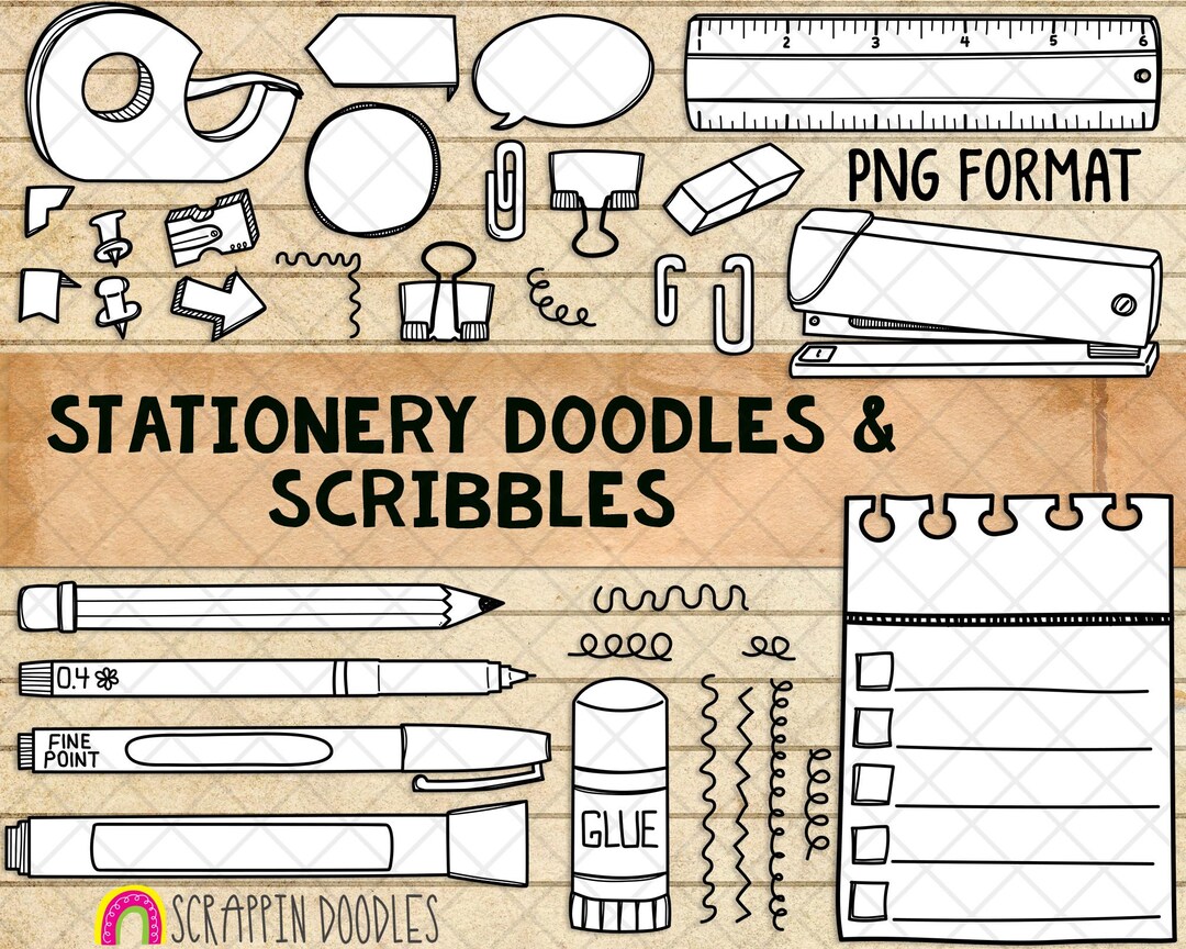 Doodle Stationery Clipart - Hand Doodled Planner Stationery - BUJO ...