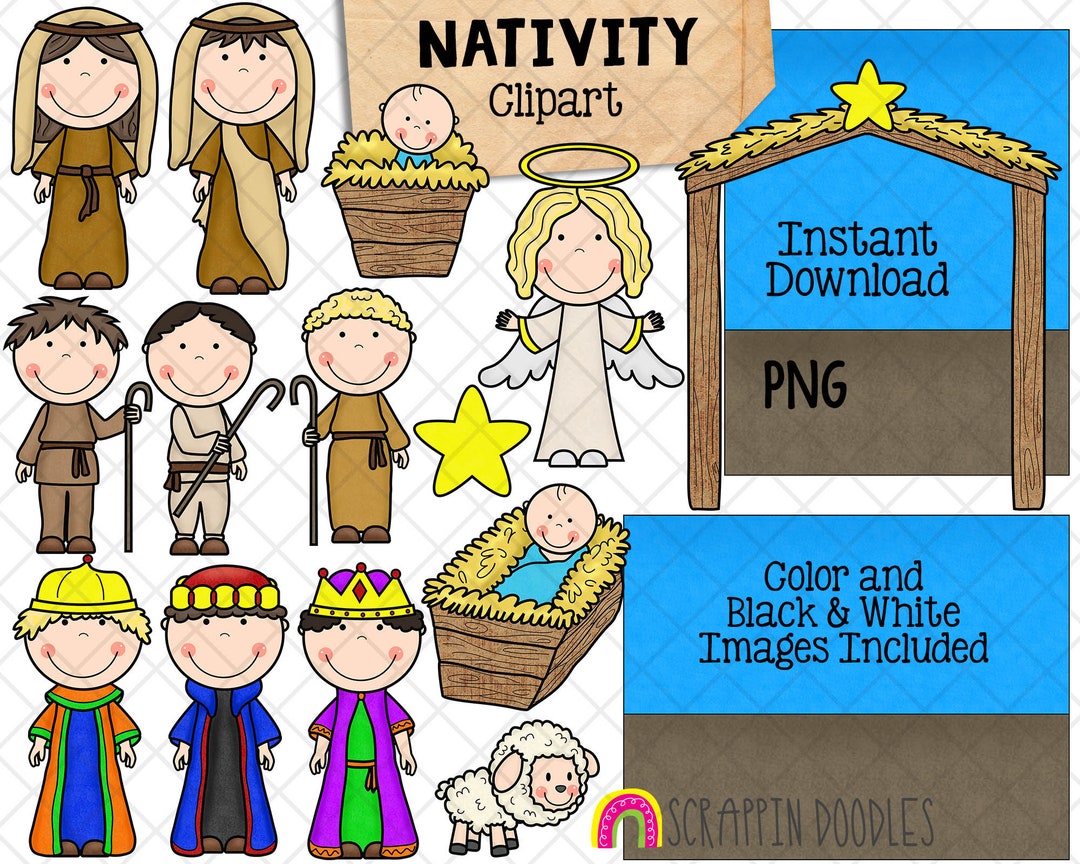 Christmas Nativity Clipart - Christmas Baby Jesus Clipart - Mary Joseph ...