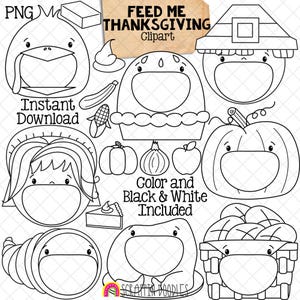 Feed Me Thanksgiving Clipart - Feeding Open Mouth - Turkey - Pilgrim ...
