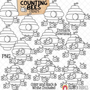 Counting Bees Around Bee Hive Clipart - Spring Bumble Bee Counting ...