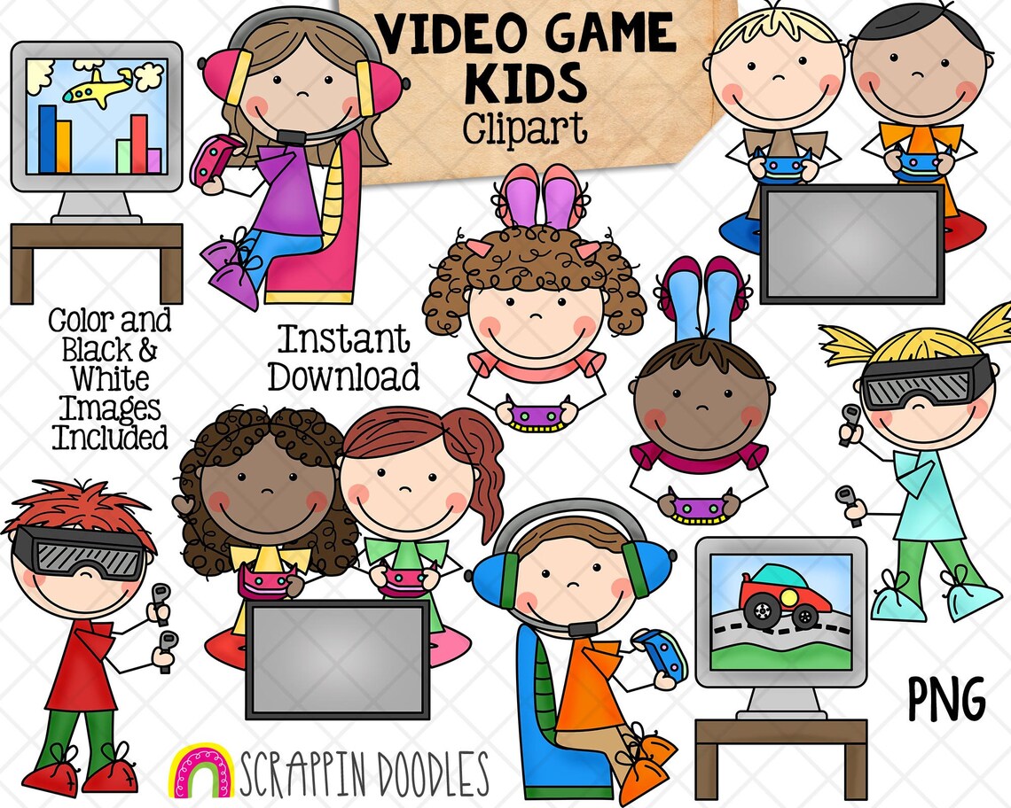 Gaming Clipart Kids Playing Video Games Virtual Reality Game Gamers ...