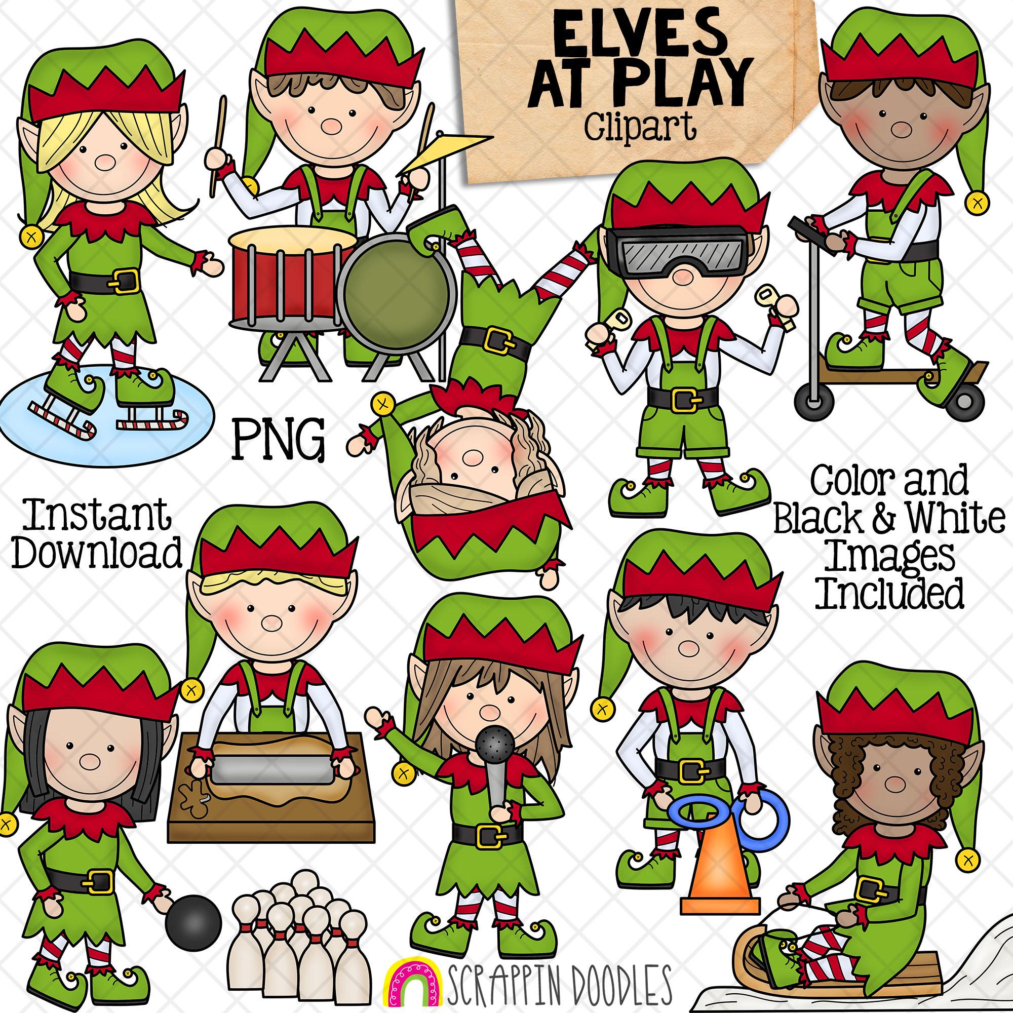 Elves at Play Clipart - North Pole - Christmas - Elf - Drummer ...