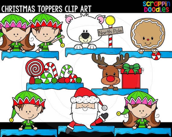 Christmas Toppers Clip Art Cute Commercial Use Christmas - Etsy Canada