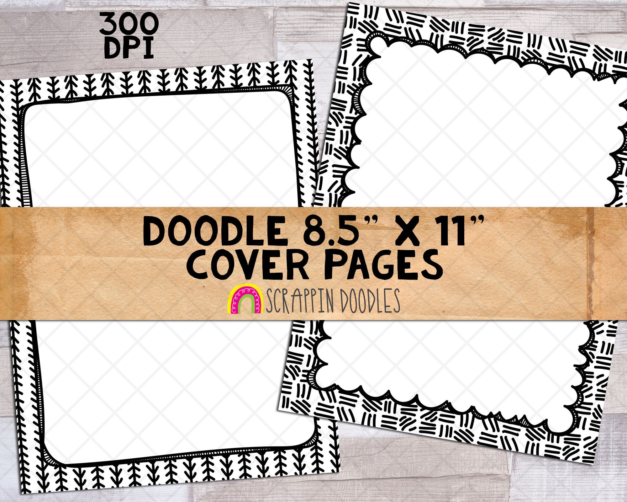 Doodle Cover Pages Hand Doodled 8 1/2 X 11 Ready to Print Black & White ...