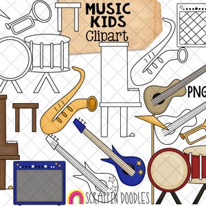 Music Clipart - Kids Band Clip Art - Instruments - Piano - Guitar ...