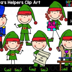 Santa’s Helpers Clip Art - Various Hair & Skin Tones - Cute Christmas ...