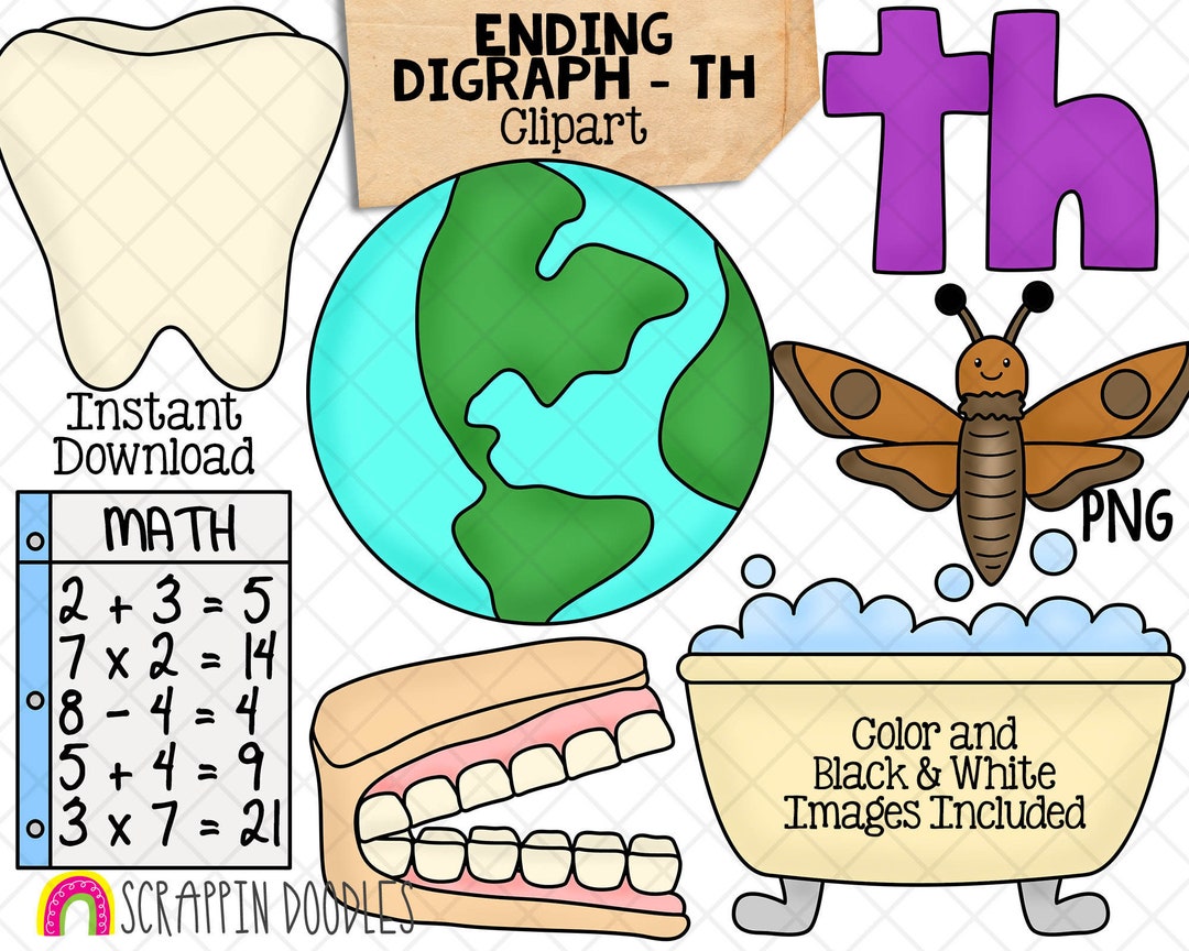 Ending Digraph Clip Art - Words Ending With TH - Commercial Use PNG ...