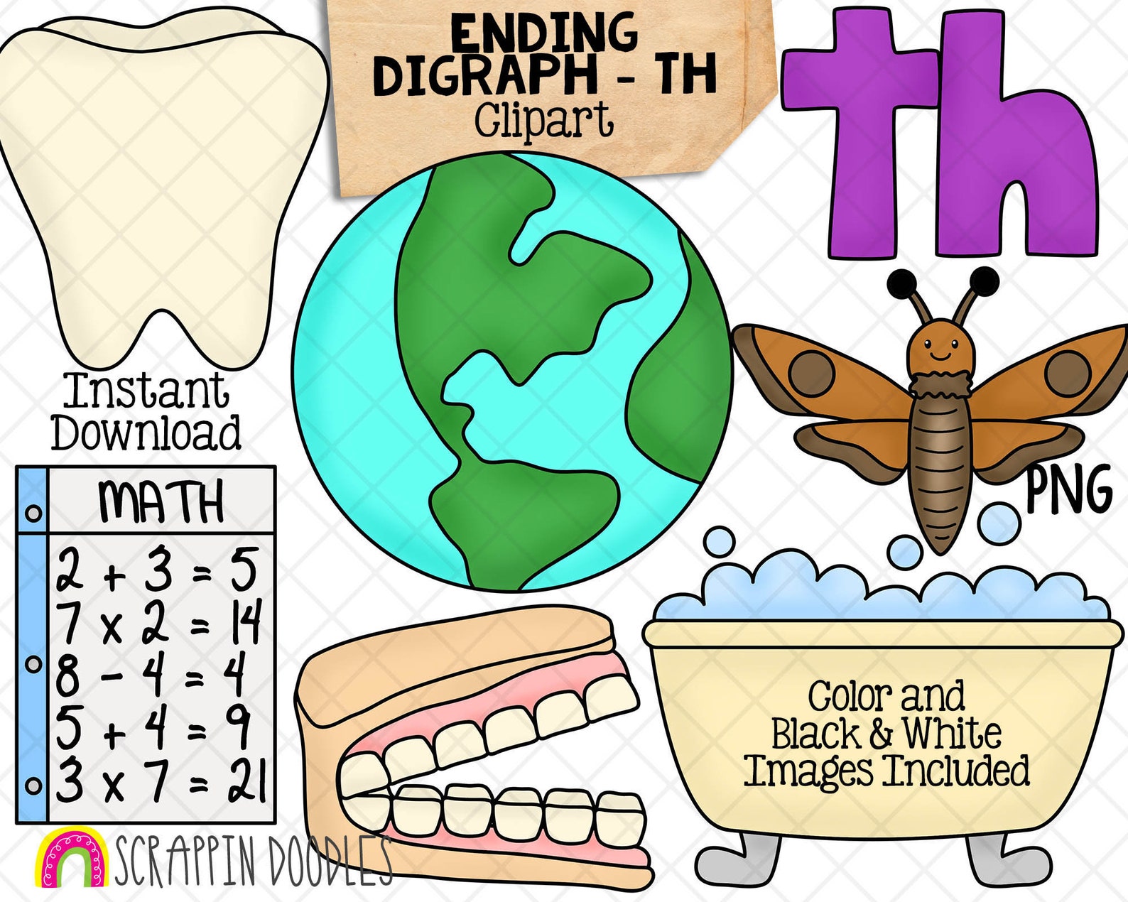 Ending Digraph Clip Art Words Ending With TH Commercial Use PNG ...