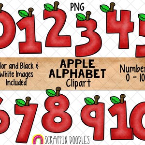 Apple Alphabet Clipart - Apple Letters Clip Art - Numbers - PNG ...