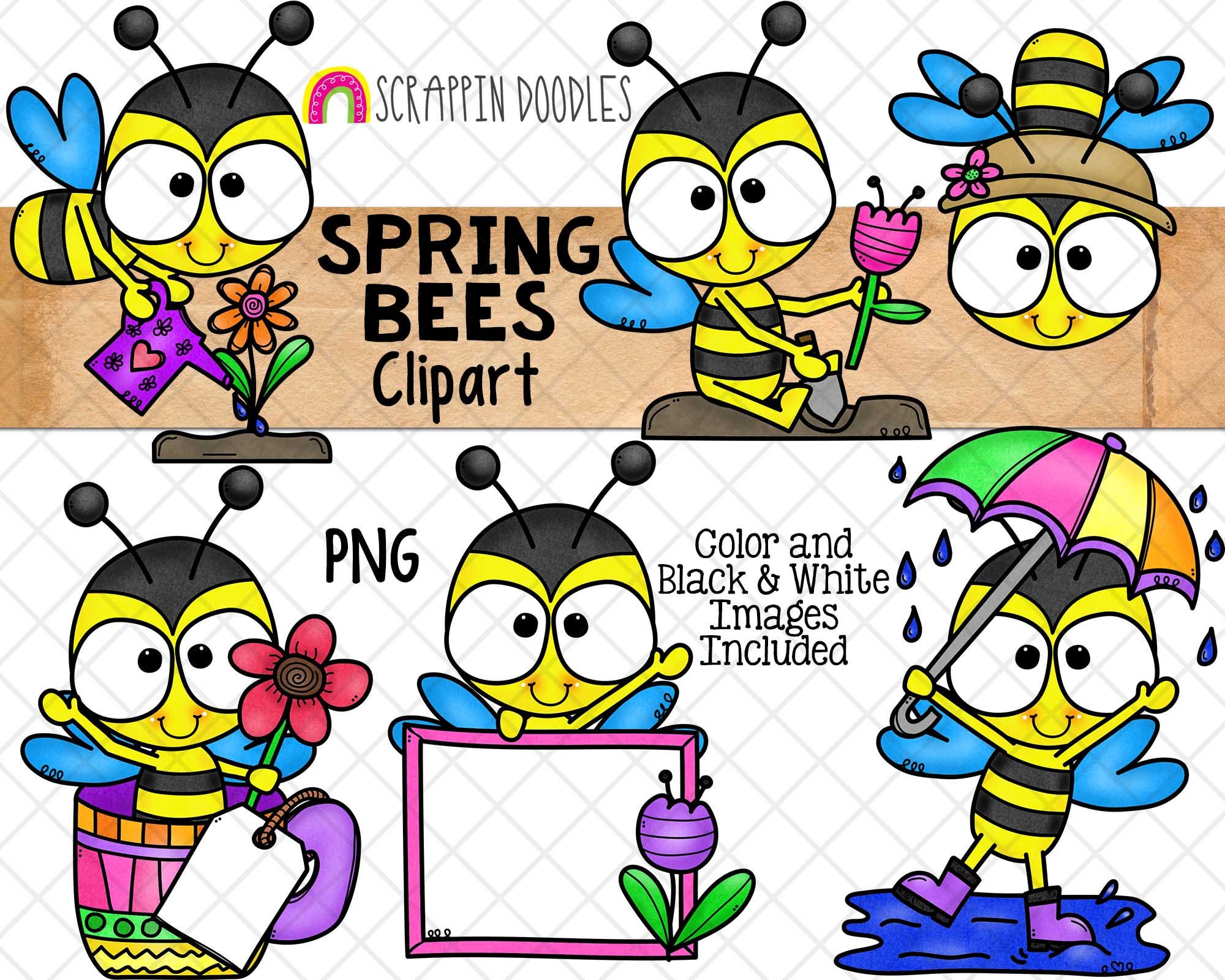 Spring Bees Clipart Bumble Bee Garden Insects Bee in Teacup Gardening ...