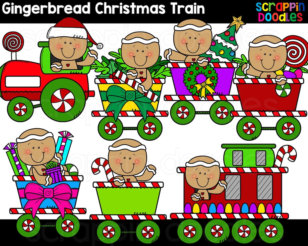 Gingerbread Christmas Train Clip Art - Cute Commercial Use Christmas ...