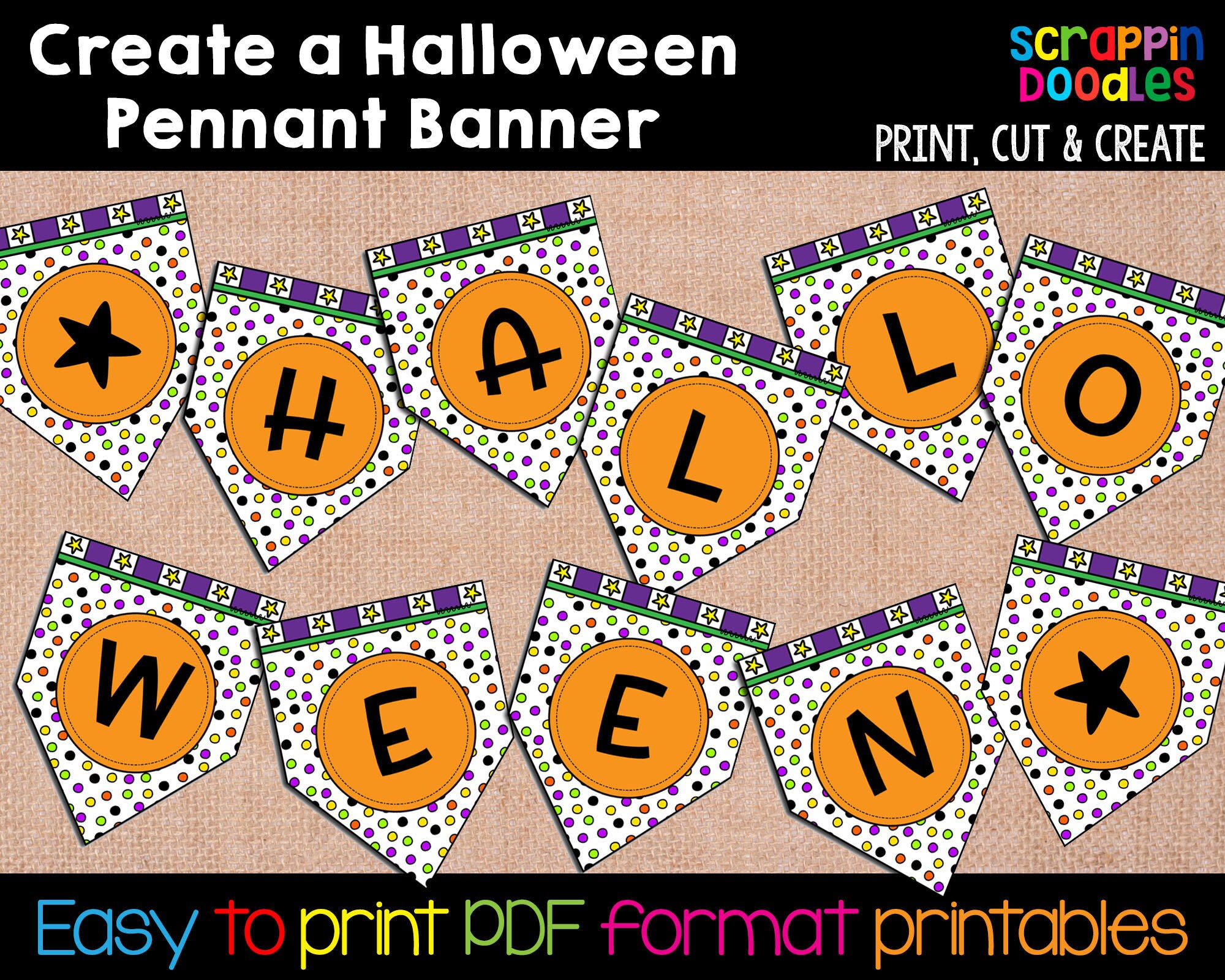 Create a Halloween Pennant Banner - Cute and Easy to Make. Printable ...