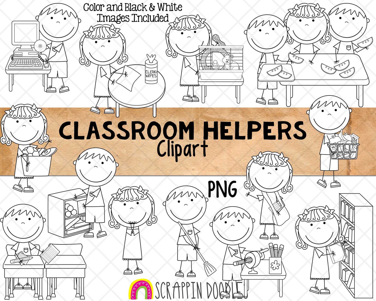 Classroom Helpers Clipart - Kids Doing Classroom Chores Clipart ...