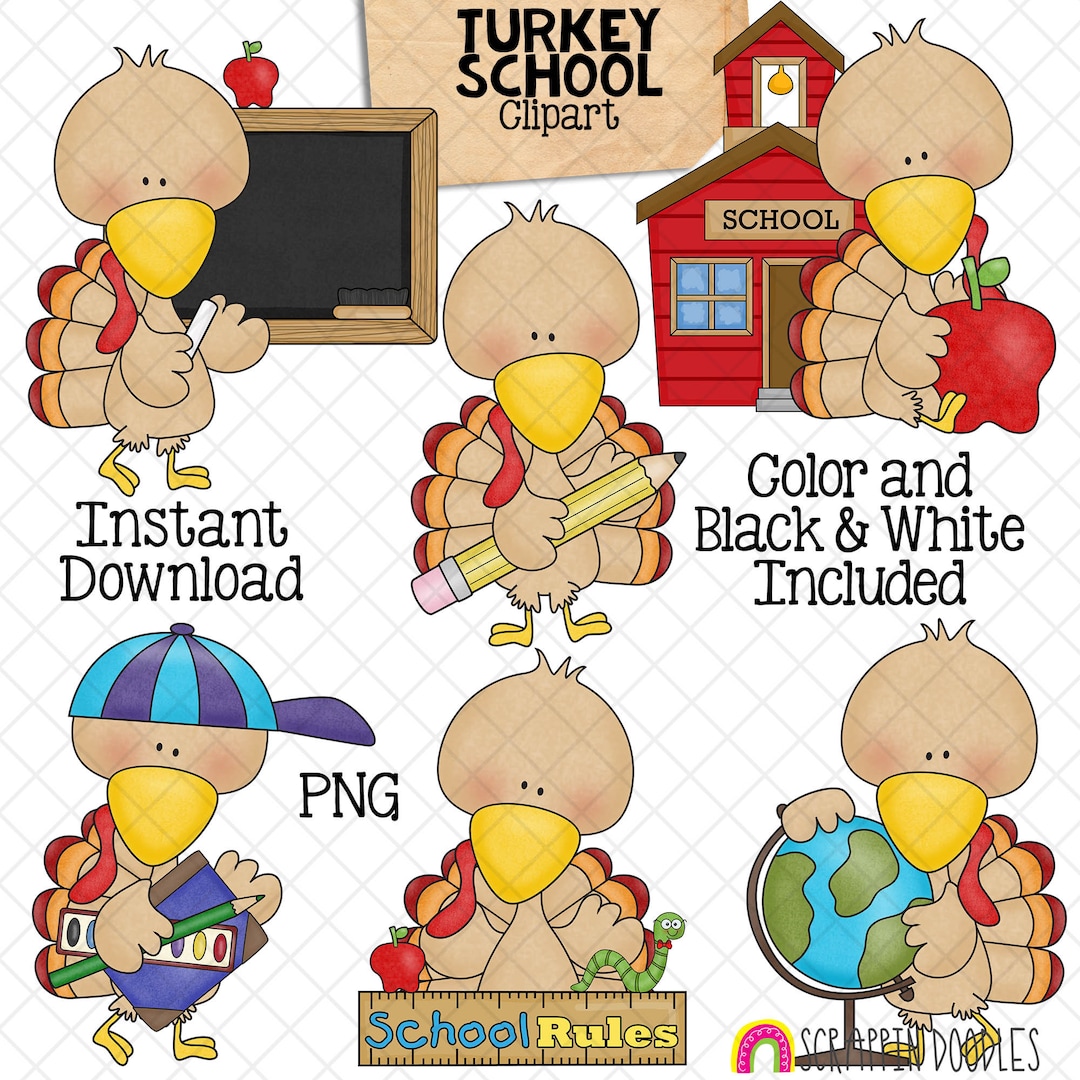 Turkey Clipart - Classroom Turkeys Clip Art - Cute School Turkeys ...