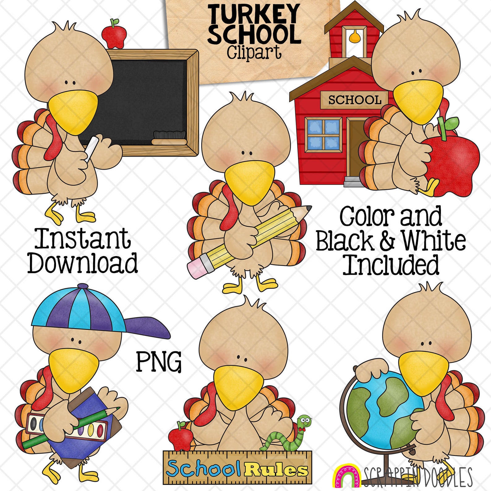 Turkey Clipart Classroom Turkeys Clip Art Cute School Turkeys Graphics ...