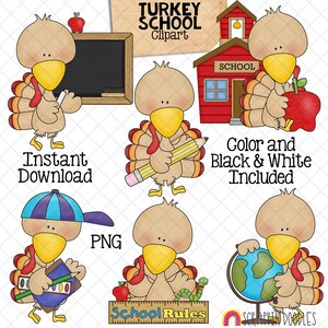 Turkey Clipart - Classroom Turkeys Clip Art - Cute School Turkeys ...