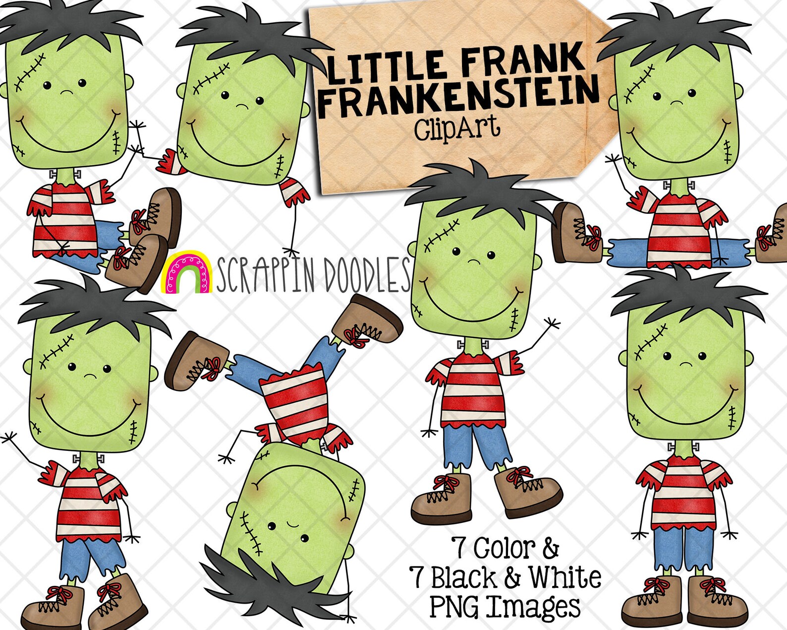 Frankenstein Clip Art Halloween Graphics Commercial Use PNG Images - Etsy