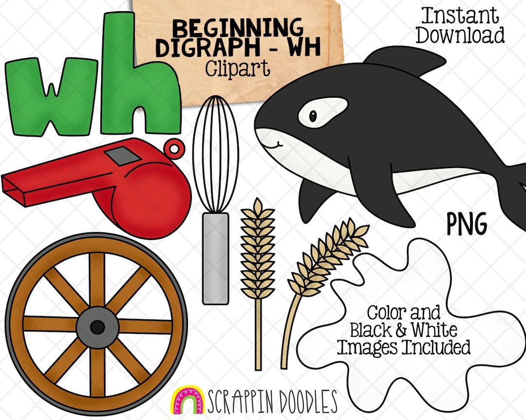 Beginning Digraph Clip Art - Words Beginning With WH - Commercial Use ...