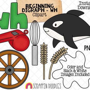 Beginning Digraph Clip Art - Words Beginning With WH - Commercial Use ...