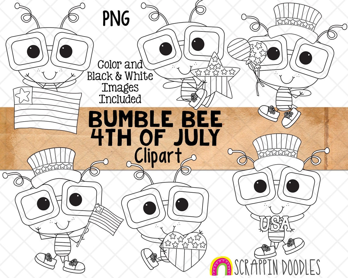 Bumble Bee 4th of July Clipart Commercial Use Sublimation - Etsy