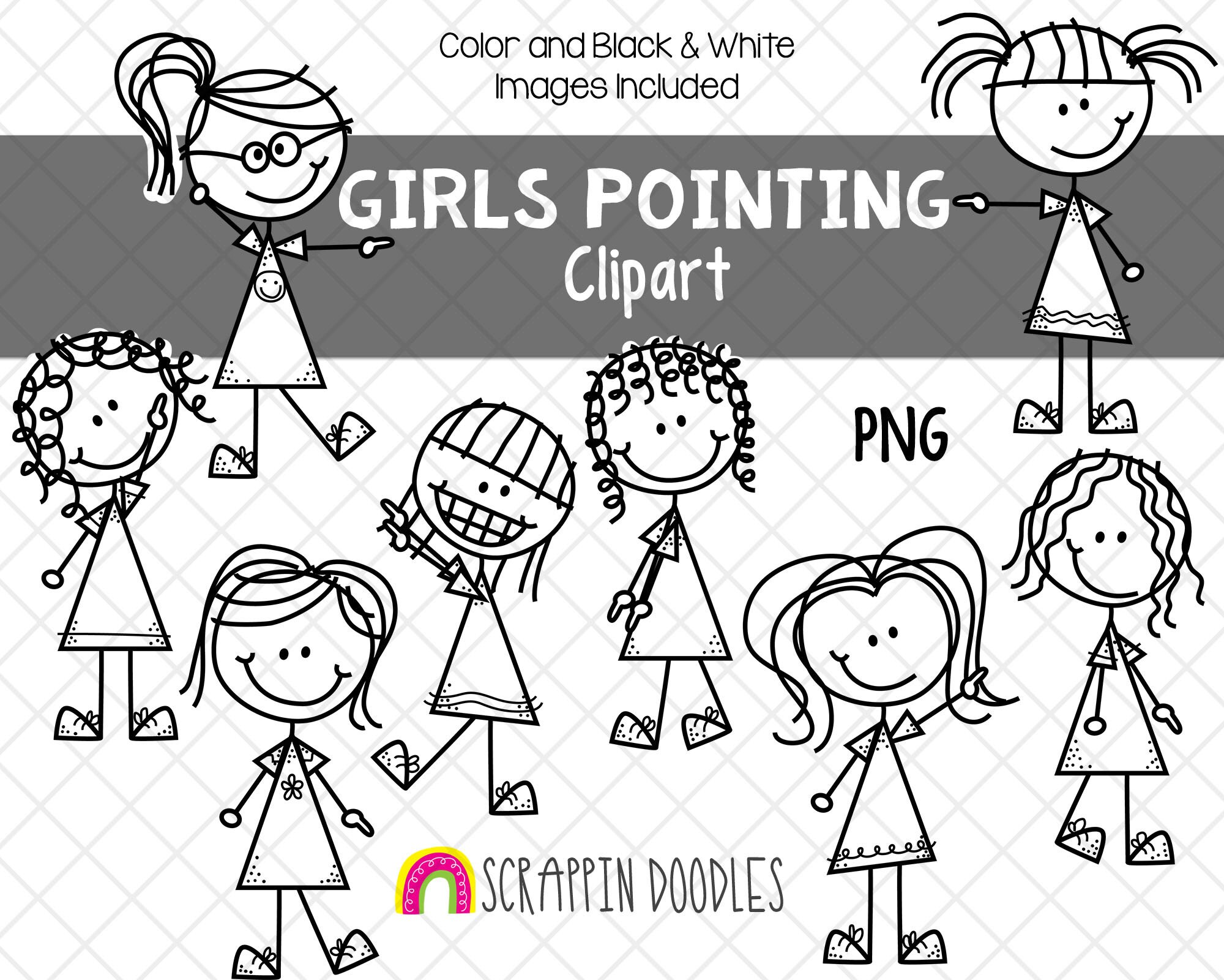 Pointing Clipart Doodle Girls Pointing Pointing Stick Figure Clip Art ...