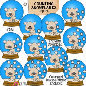 Winter Counting Clipart Bundle - Ice Cubes - Snowballs - Snowflakes ...