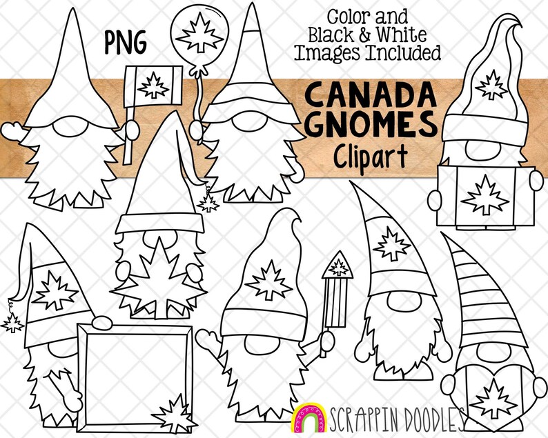Canada Gnome Clipart Canada Day Gnomes Canadian July 1st - Etsy