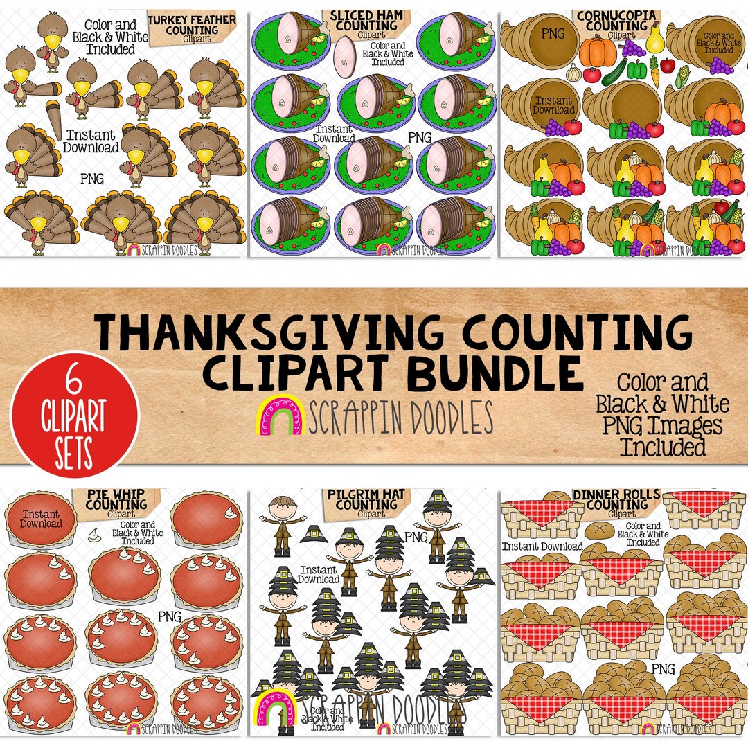 Thanksgiving Counting Clipart Bundle - Cornucopia - Dinner Rolls ...