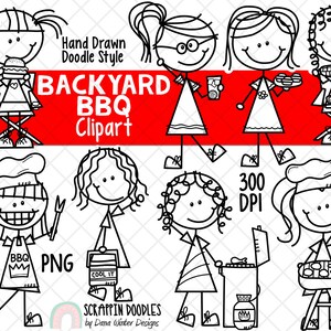 Backyard BBQ Clipart doodle Girls Barbecue Clipart Picnic Clipart ...