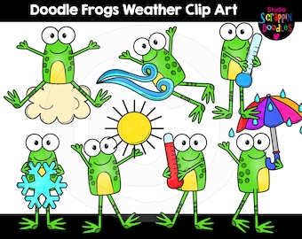 Doodle Frogs Valentine Clip Art Cute Commercial Use | Etsy