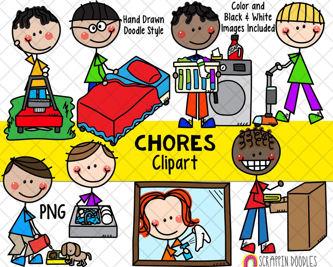 Household Chores Clipart doodle Boys Chores Clipart Kids - Etsy