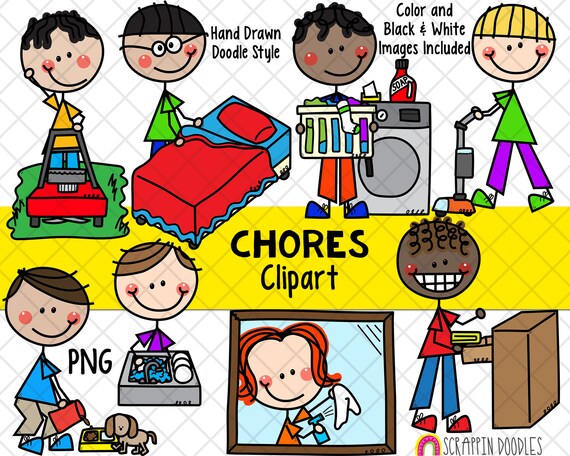 Children Doing Chores Clipart