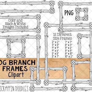 Log Branch Frames Clipart - Tree Branch Borders - Forest Log 8 X 10 ...