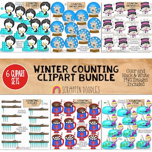 Winter Counting Clipart Bundle - Ice Cubes - Snowballs - Snowflakes ...