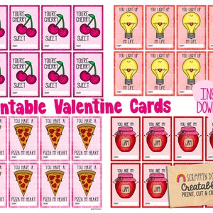 Printable Valentine Cards - Valentines Day Food Puns Gift Cards ...