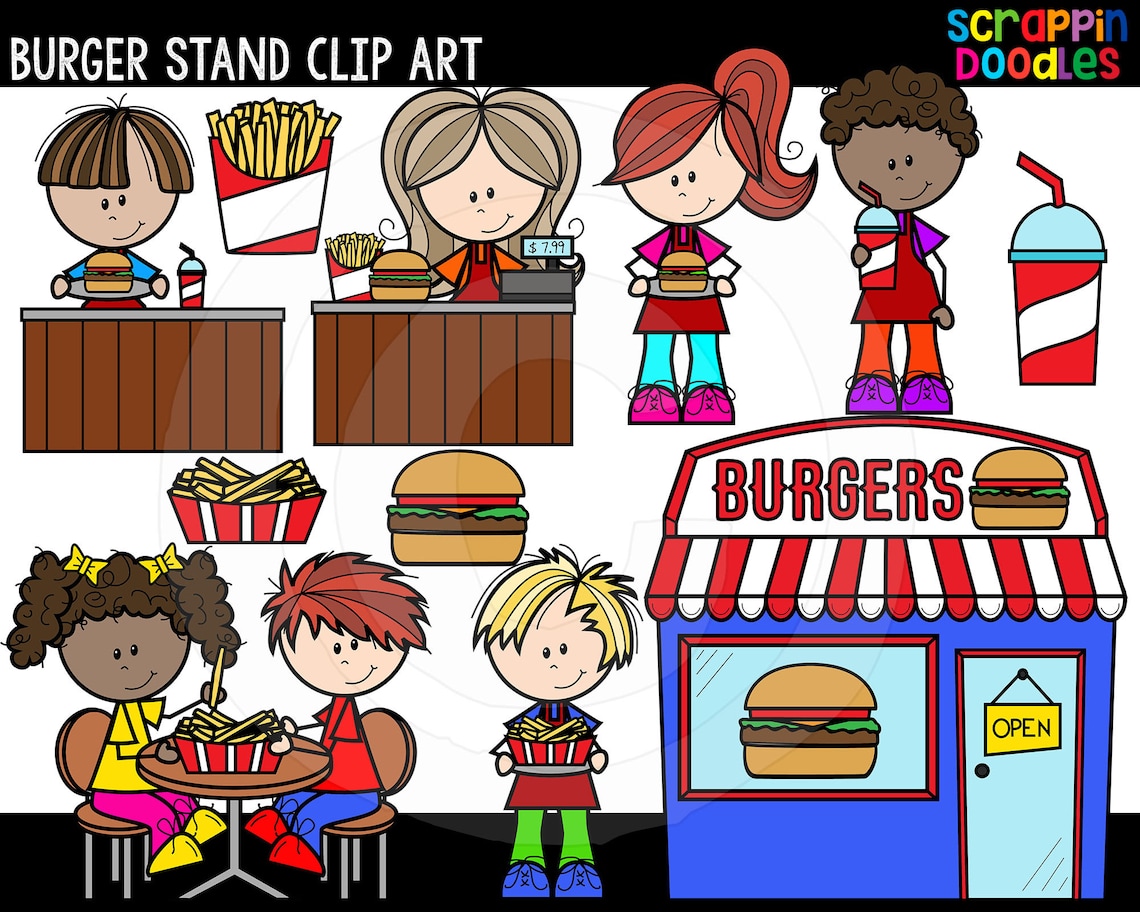 Burger Stand Clip Art Cute Commercial Use Hamburger Restaurant Clipart ...