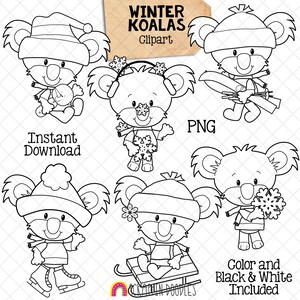 Koala Clipart - Winter Seasonal Koala Bears Graphics - Commercial Use ...