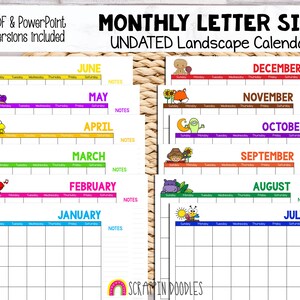 UNDATED Landscape Calendar - Printable and Digital Monthly Calendar ...