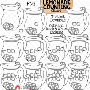 Counting Ice Cubes in Lemonade Clipart - Summer Lemonade Counting ...