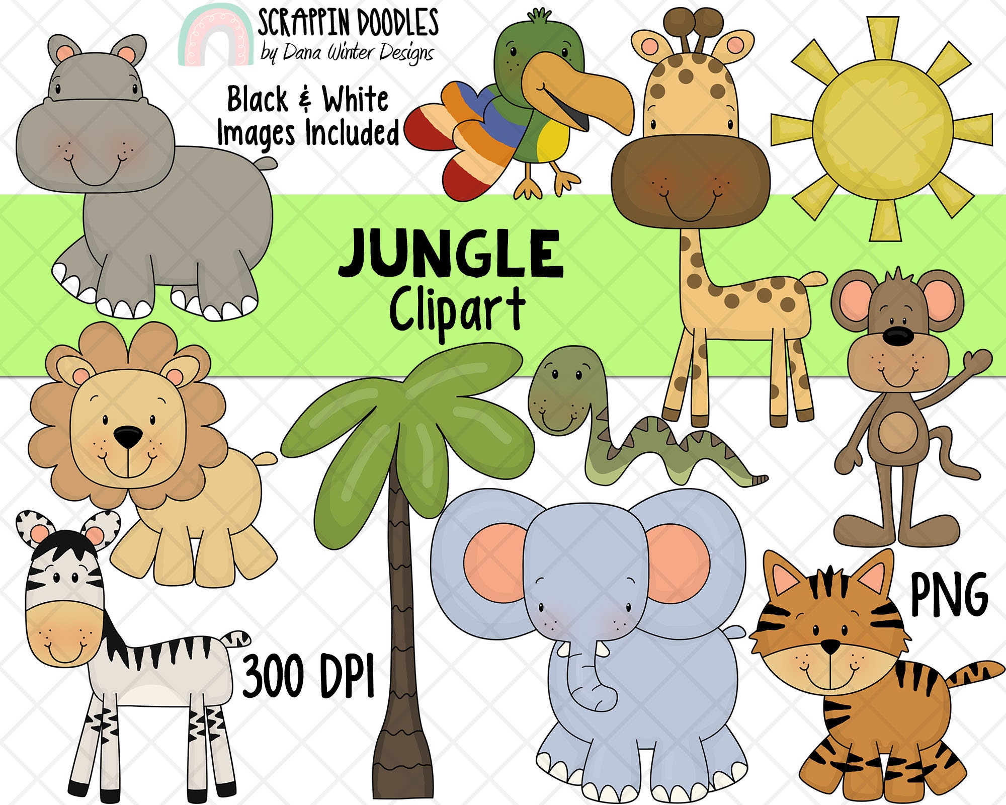 Jungle Animal Clipart Cute Animal Safari Clipart Safari - Etsy