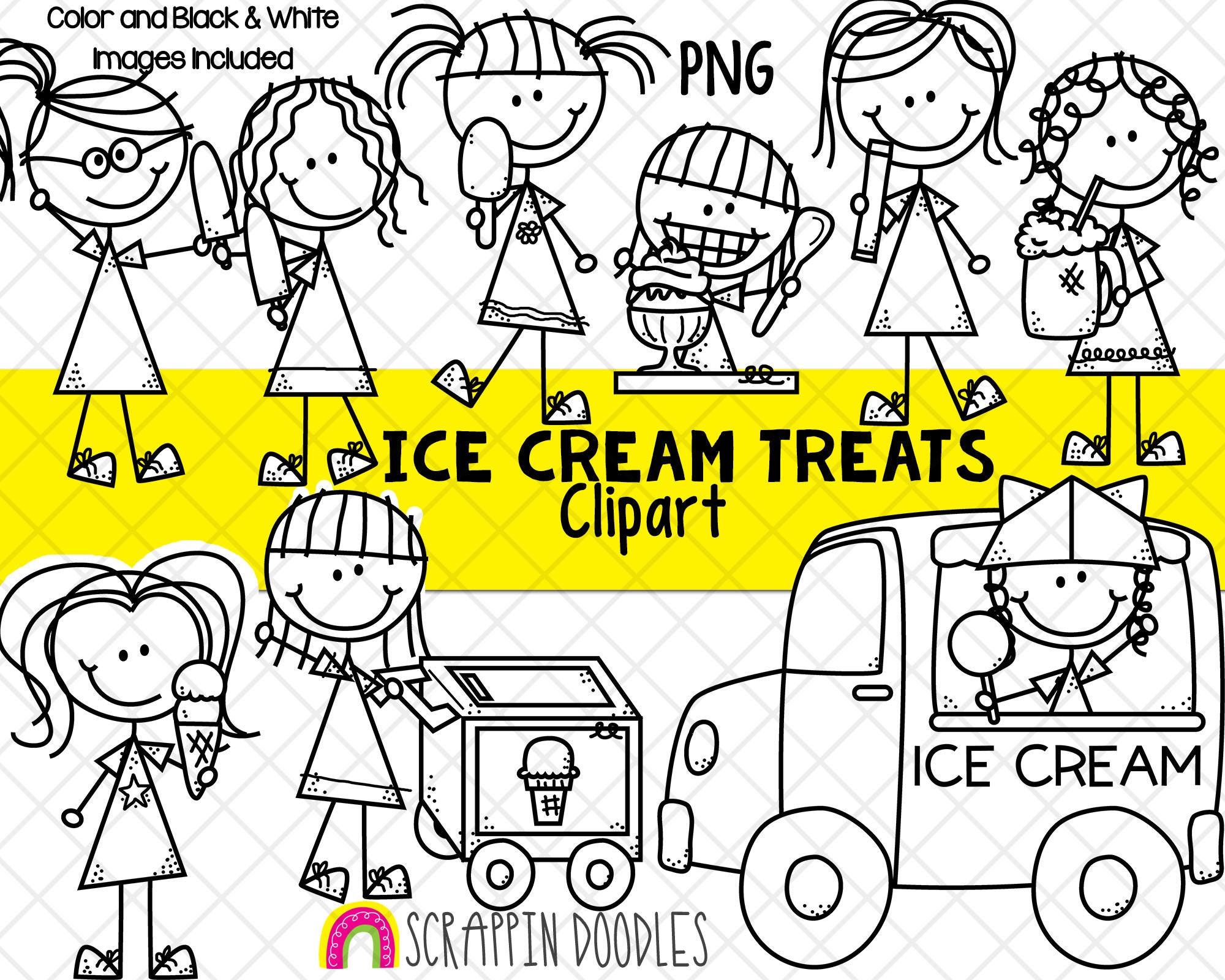Ice Cream Clipart Doodle Girls Ice Cream Treats Ice Cream Truck Clipart ...