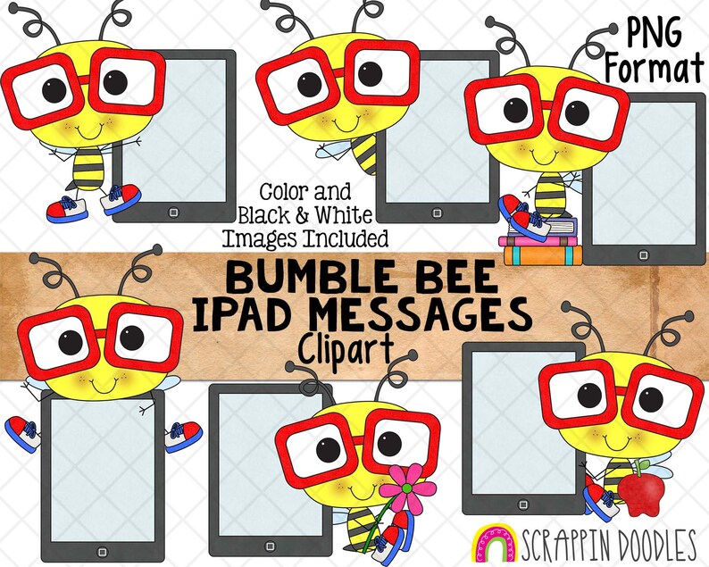 Bumble Bee iPad Messages Clipart Commercial Use Sublimation Hand Drawn ...