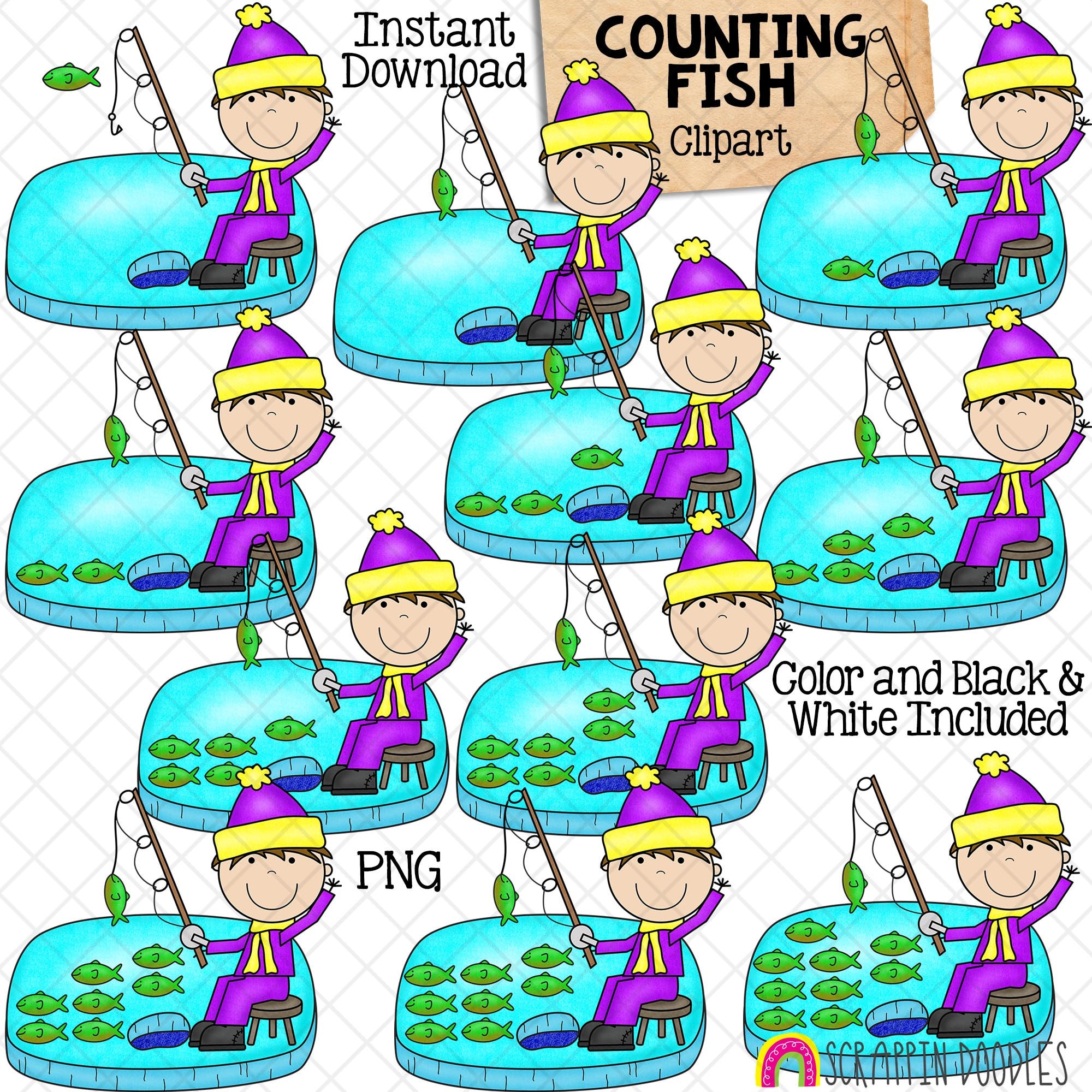 Counting Fish Clipart Winter Ice Fishing Counting Seasonal Math ...