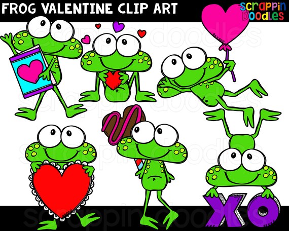 Frog Valentine Clip Art Cute Commercial Use Valentines Frog | Etsy